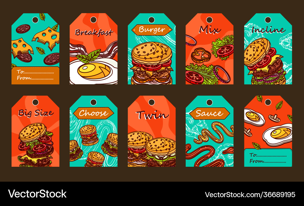 Special tag designs with burgers Royalty Free Vector Image