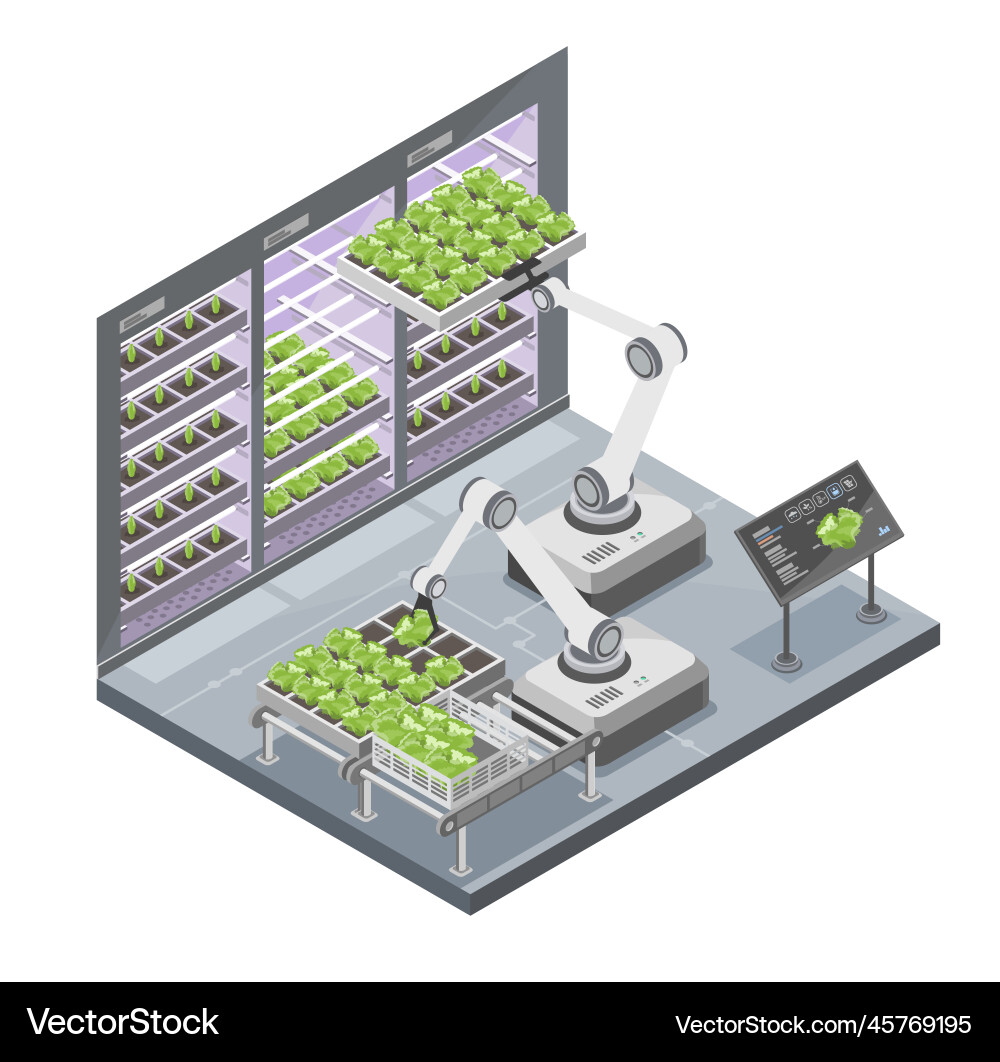 Vertical smart farming plant factory Royalty Free Vector