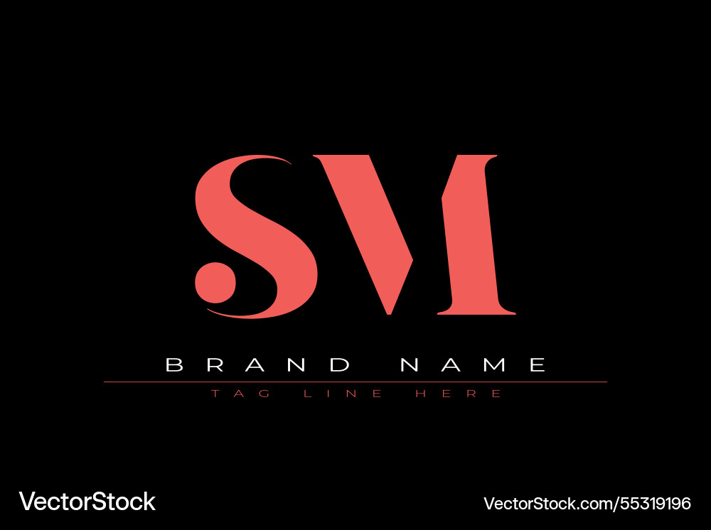 Abstract letter sm minimal logo design template Vector Image