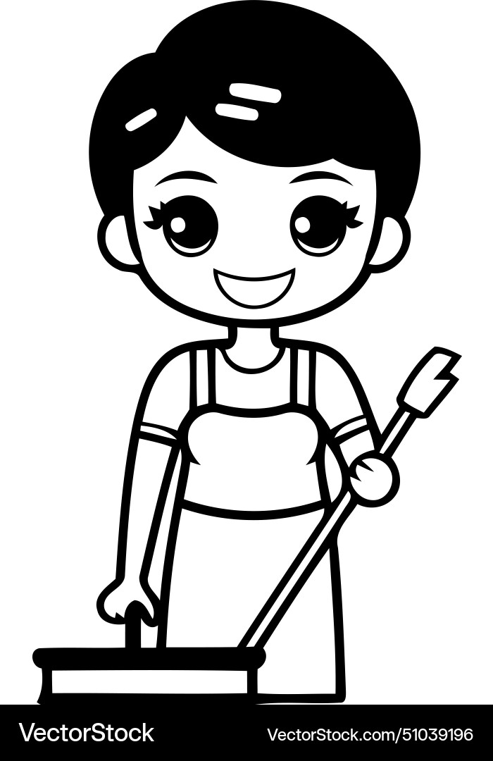 Cleaning service lady character Royalty Free Vector Image