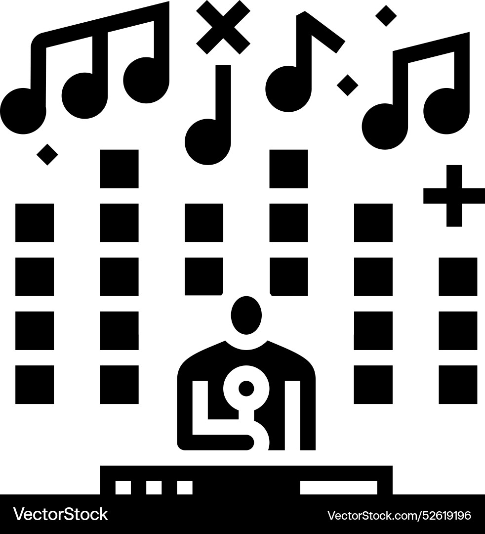 Dance music event rave retro glyph icon Royalty Free Vector