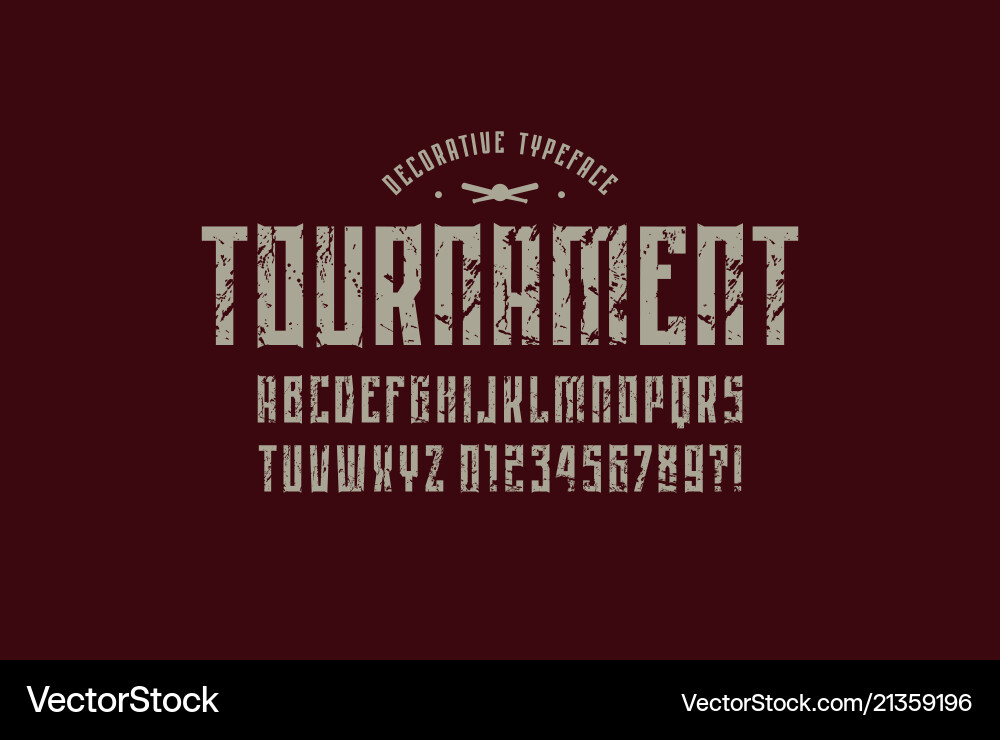 Decorative narrow sans serif font with elements Vector Image