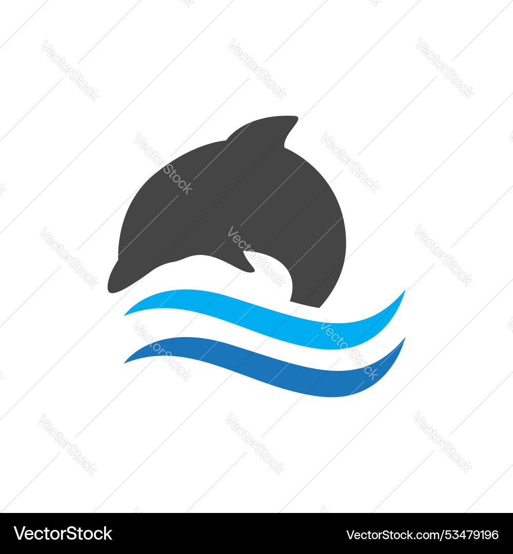 Dolphin with wave ocean concept logo design flat Vector Image