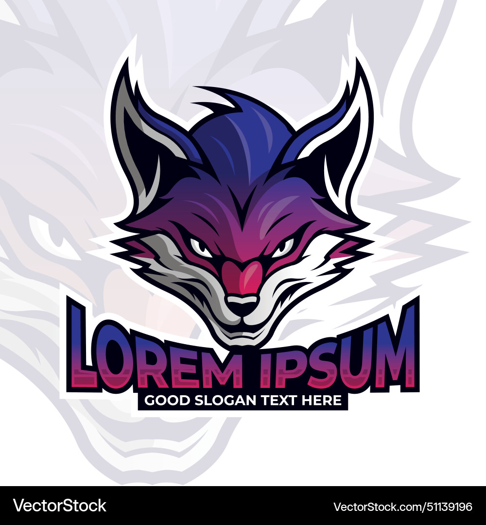 Fox gaming logo esport fox head logo mascot Vector Image