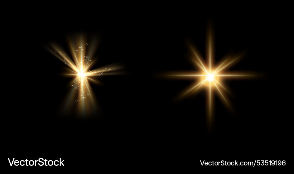 Glare of spotlight flashes light rays Royalty Free Vector