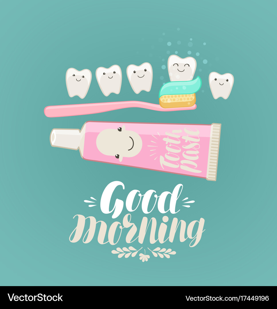 Good morning banner brushing teeth hygiene Vector Image