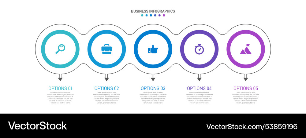 Horizontal progress bar featuring 5 arrow-shaped Vector Image