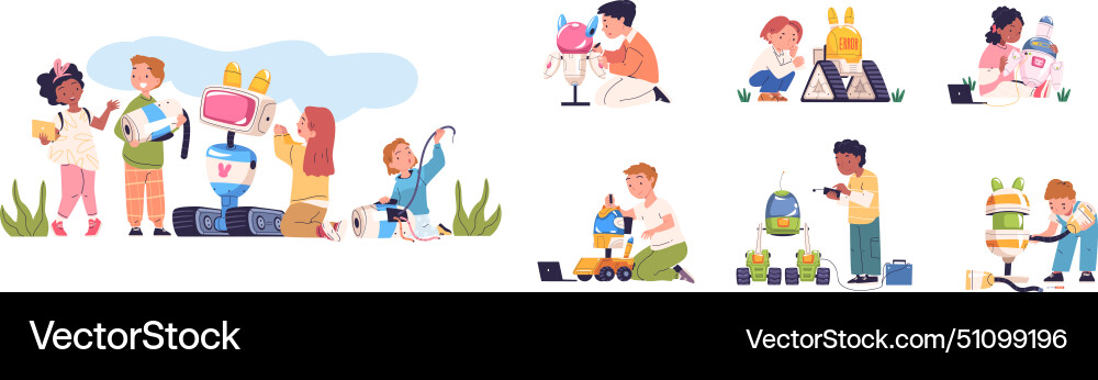 Kids robotic engineering child engineers Vector Image