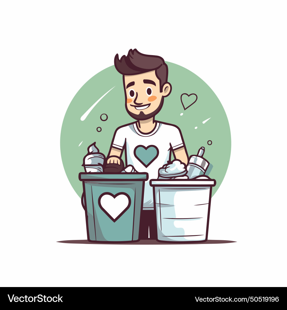 Man throwing trash in the can cartoon Royalty Free Vector