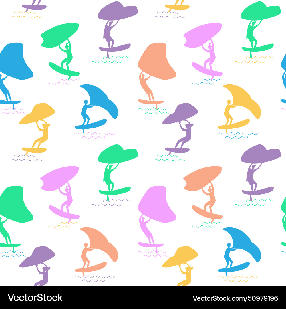 Seamless pattern with wing foiling people Vector Image