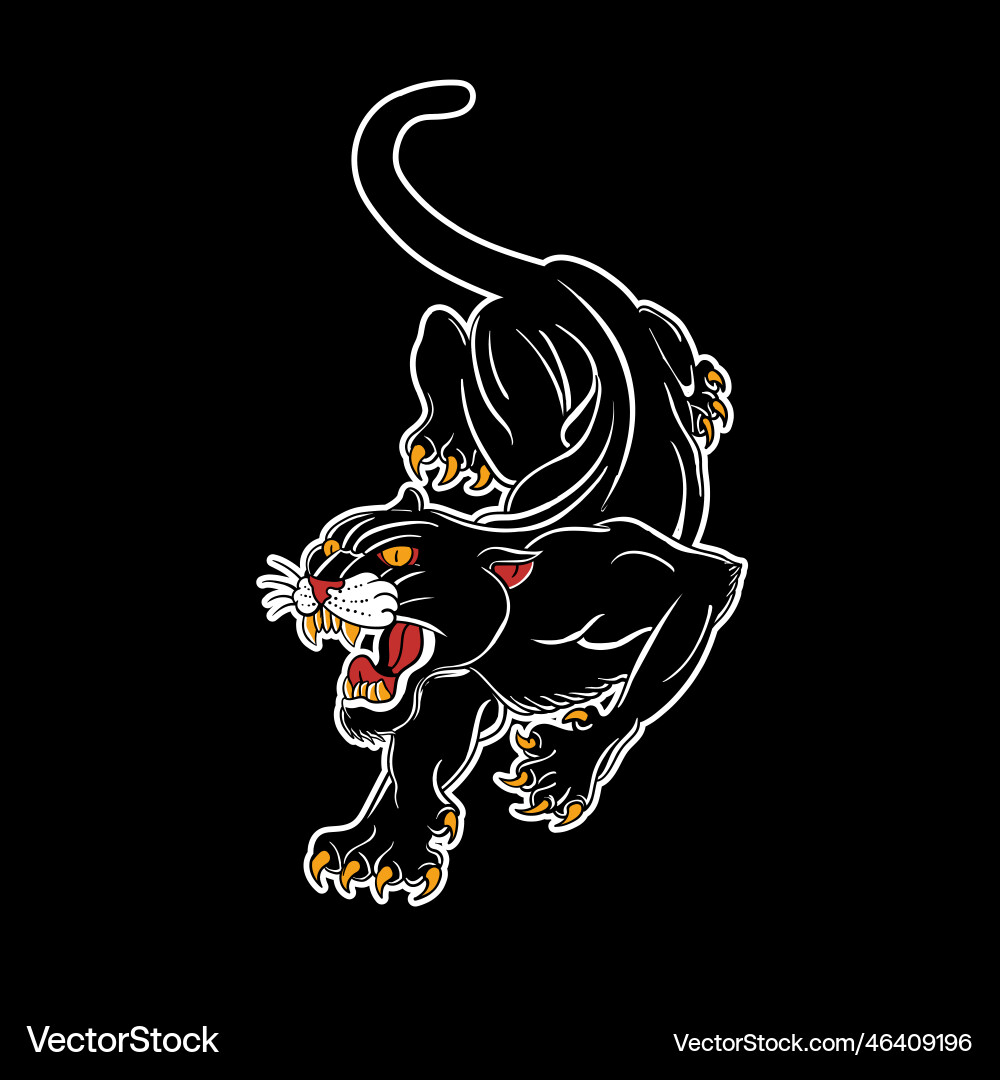 Traditional panther tattoo roar Royalty Free Vector Image