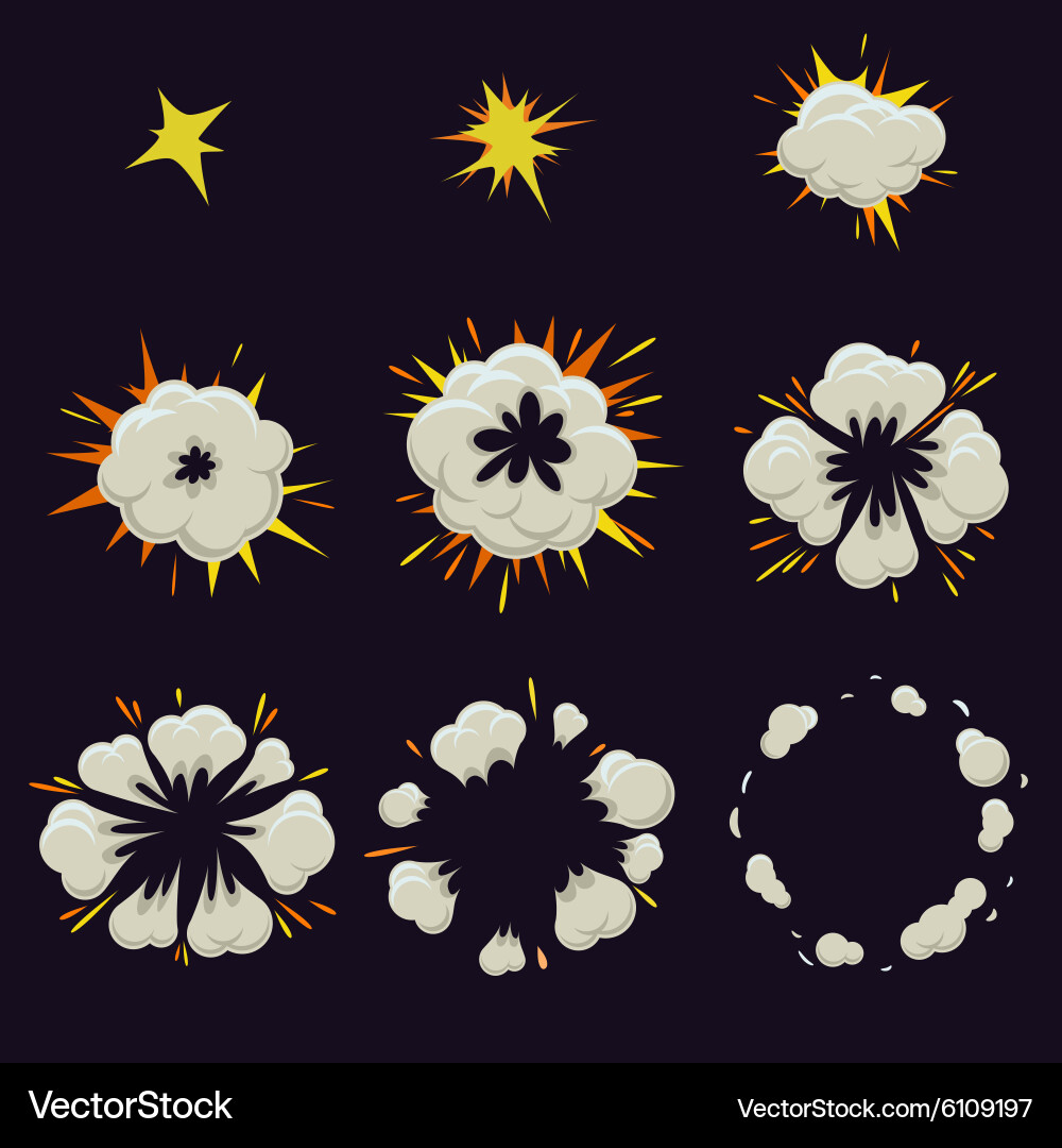 Animation of explosion effect in cartoon comic Vector Image