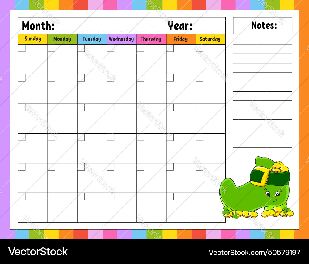 Blank calendar template for one month without Vector Image