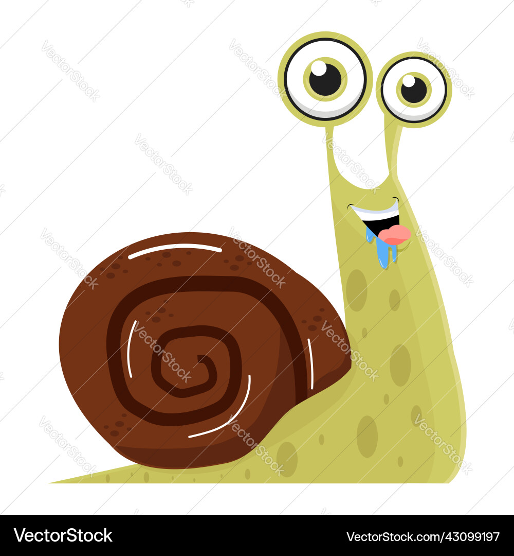 Cartoon cute snail on a white background Vector Image