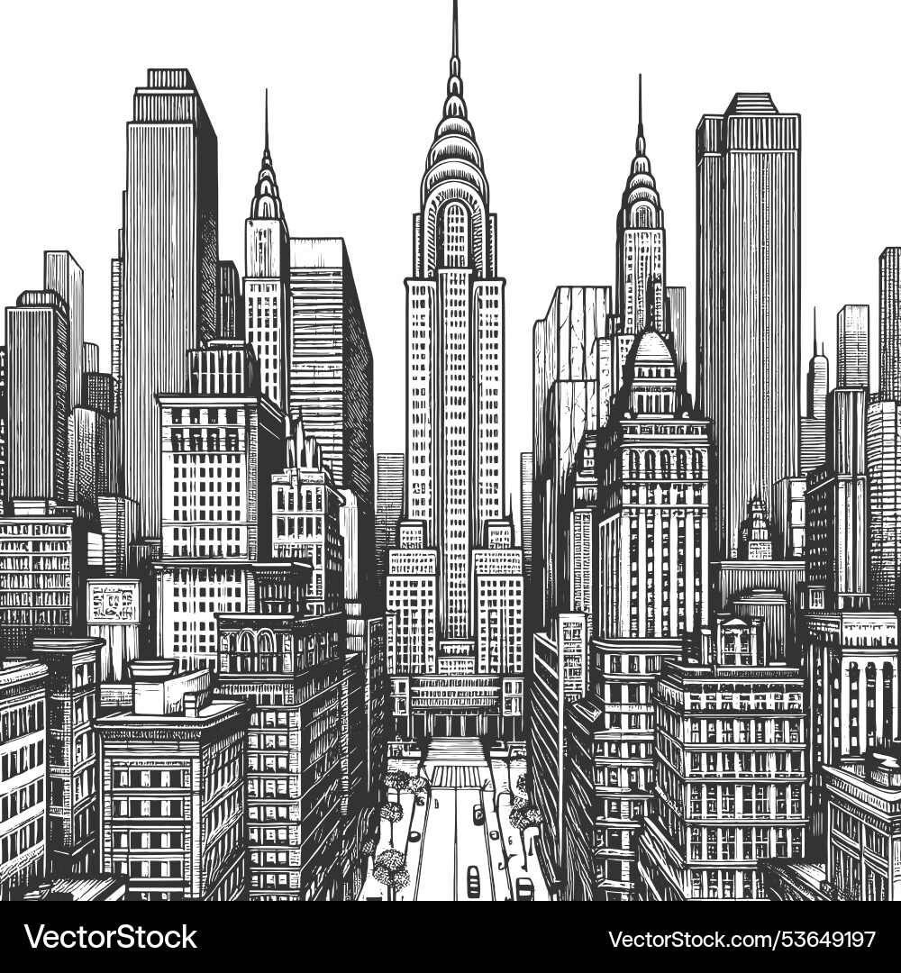Cityscape with skyscrapers Royalty Free Vector Image