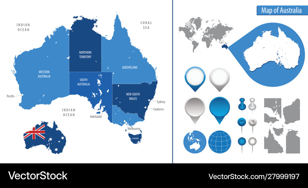 Detailed map australia Royalty Free Vector Image