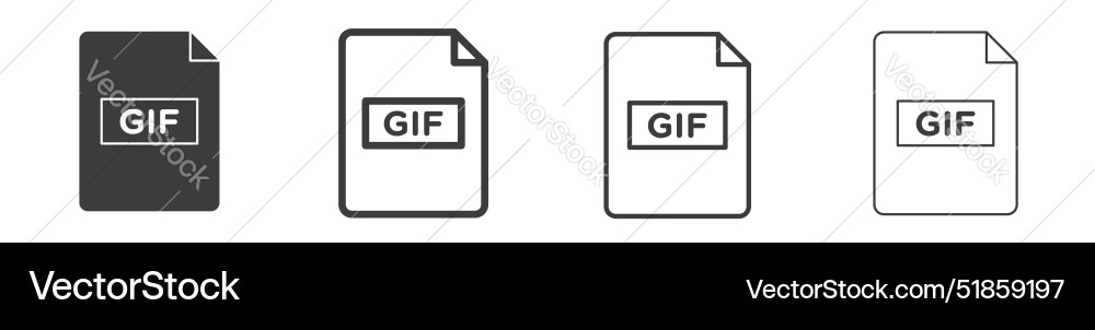 Gif icon set animated format symbol Royalty Free Vector