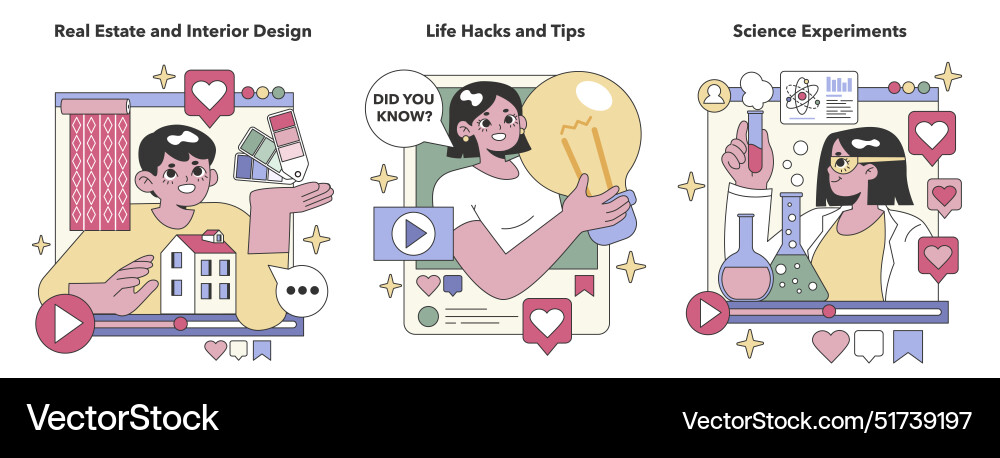 Homestyle insights set flat Royalty Free Vector Image Homestyle insights set flat Royalty Free Vector Image