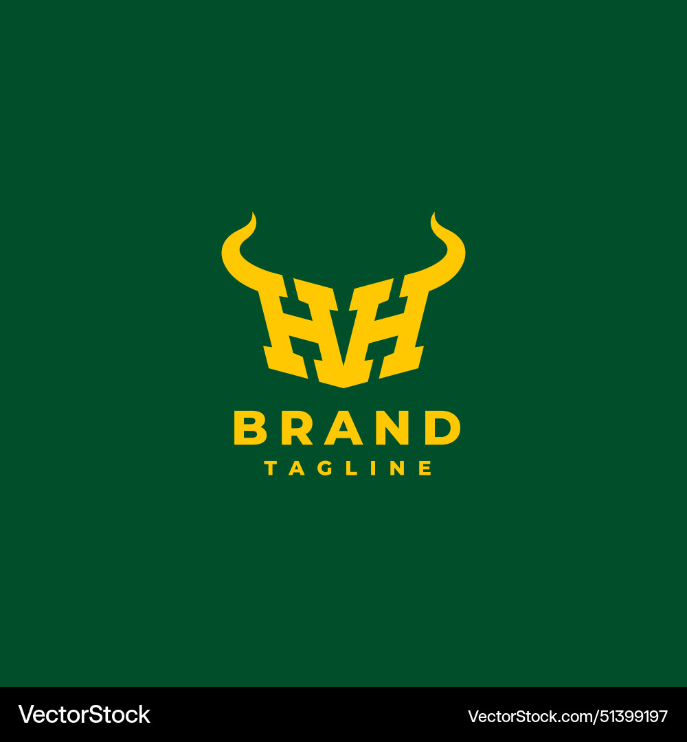 Horned initial letter hh logo design Royalty Free Vector