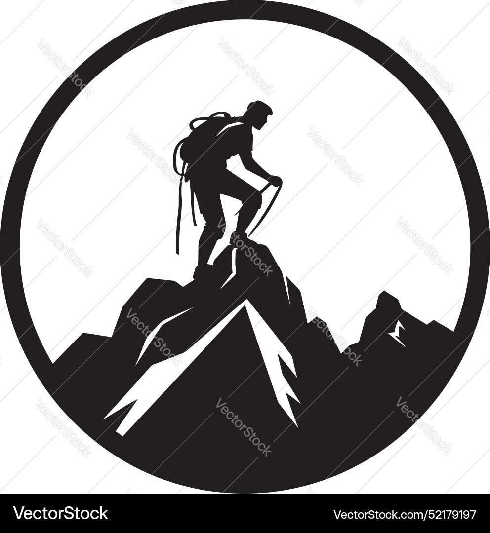 Path to victory man climbing a mountain black Vector Image