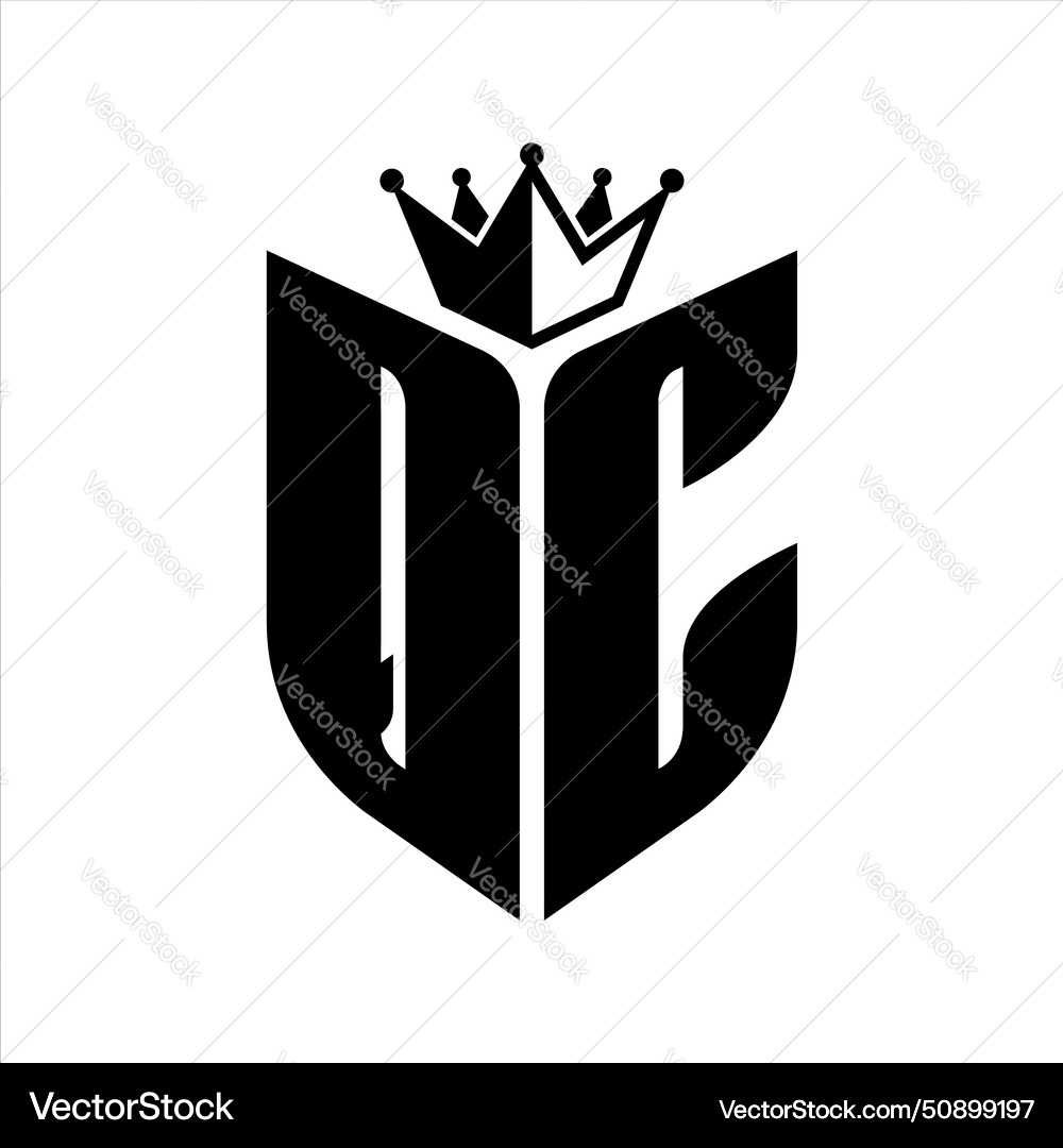 Qc letter monogram with shield shape crown Vector Image