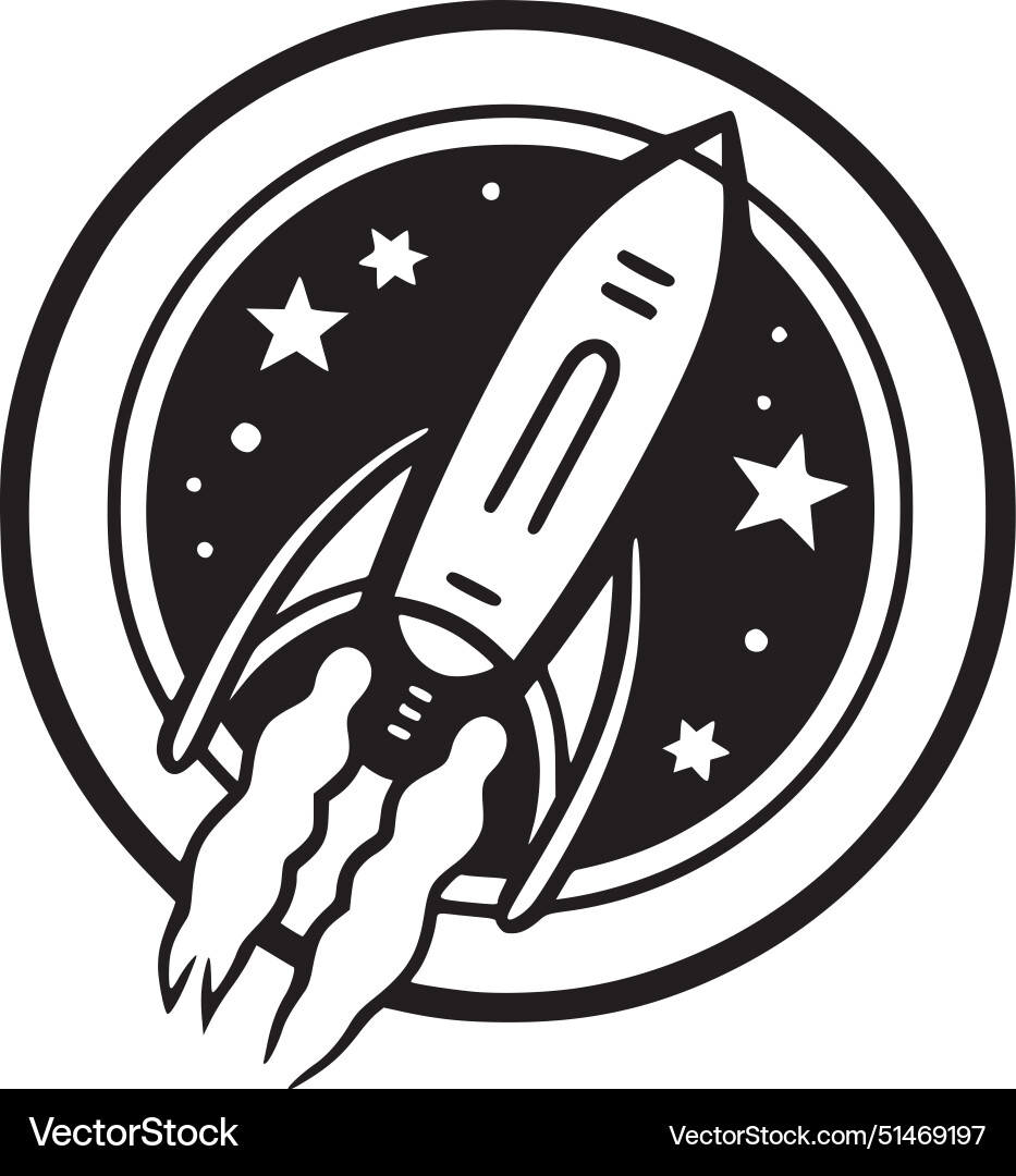 Rocket - black and white isolated icon Royalty Free Vector