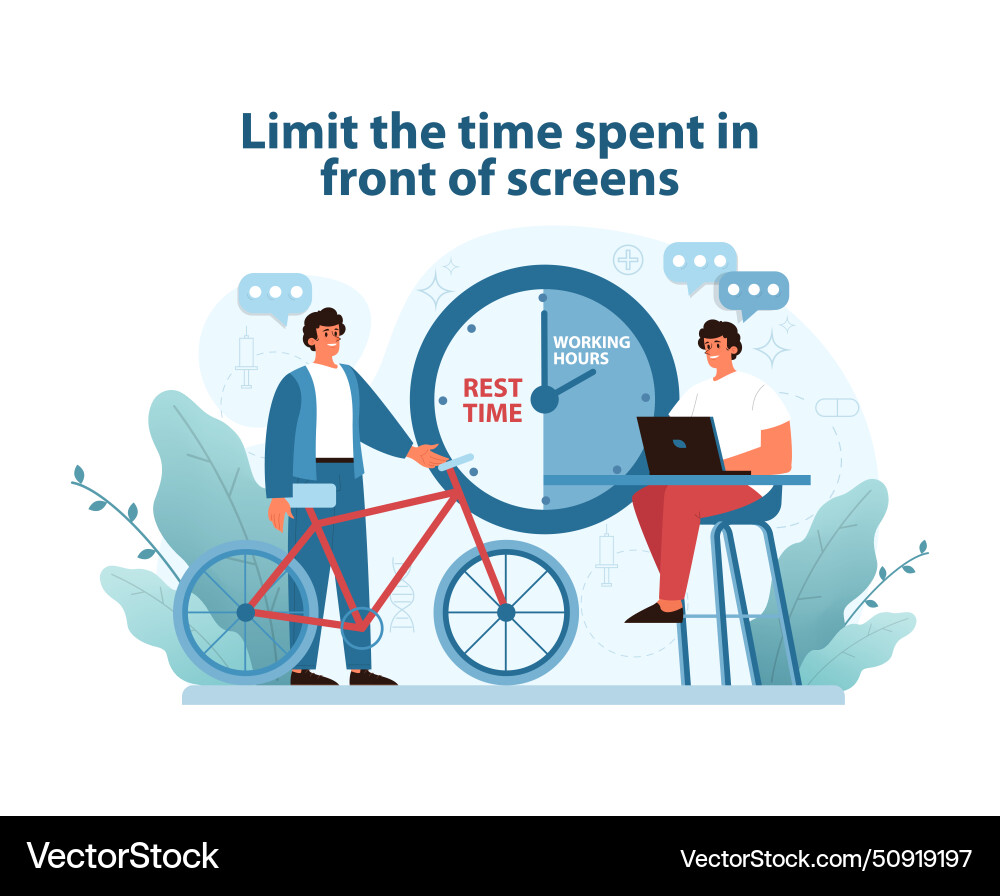 Screen time management a focused man Royalty Free Vector