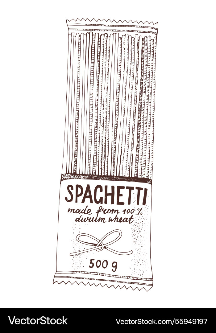Spaghetti in package hand drawn Royalty Free Vector Image