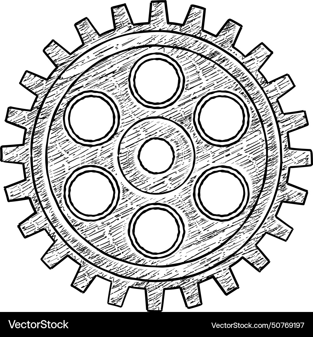 Vintage Clockwork Gear Sketch Royalty Free Vector Image