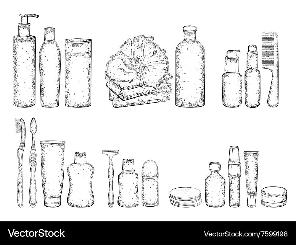 Detailed sketch of elements for bath Royalty Free Vector
