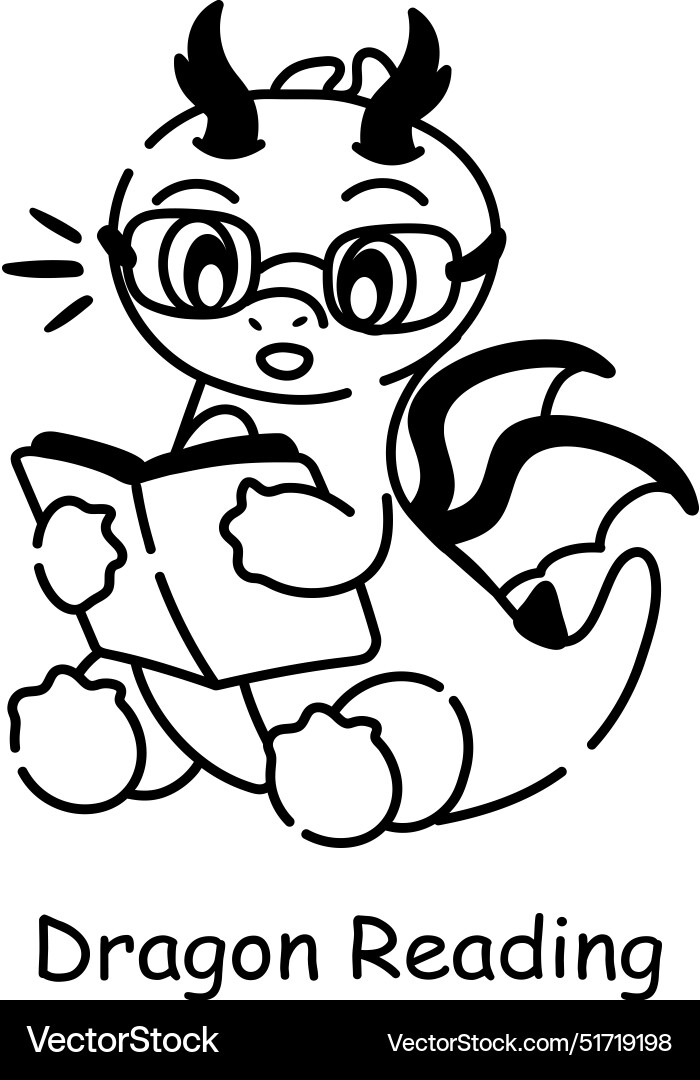 Dragon reading Royalty Free Vector Image - VectorStock