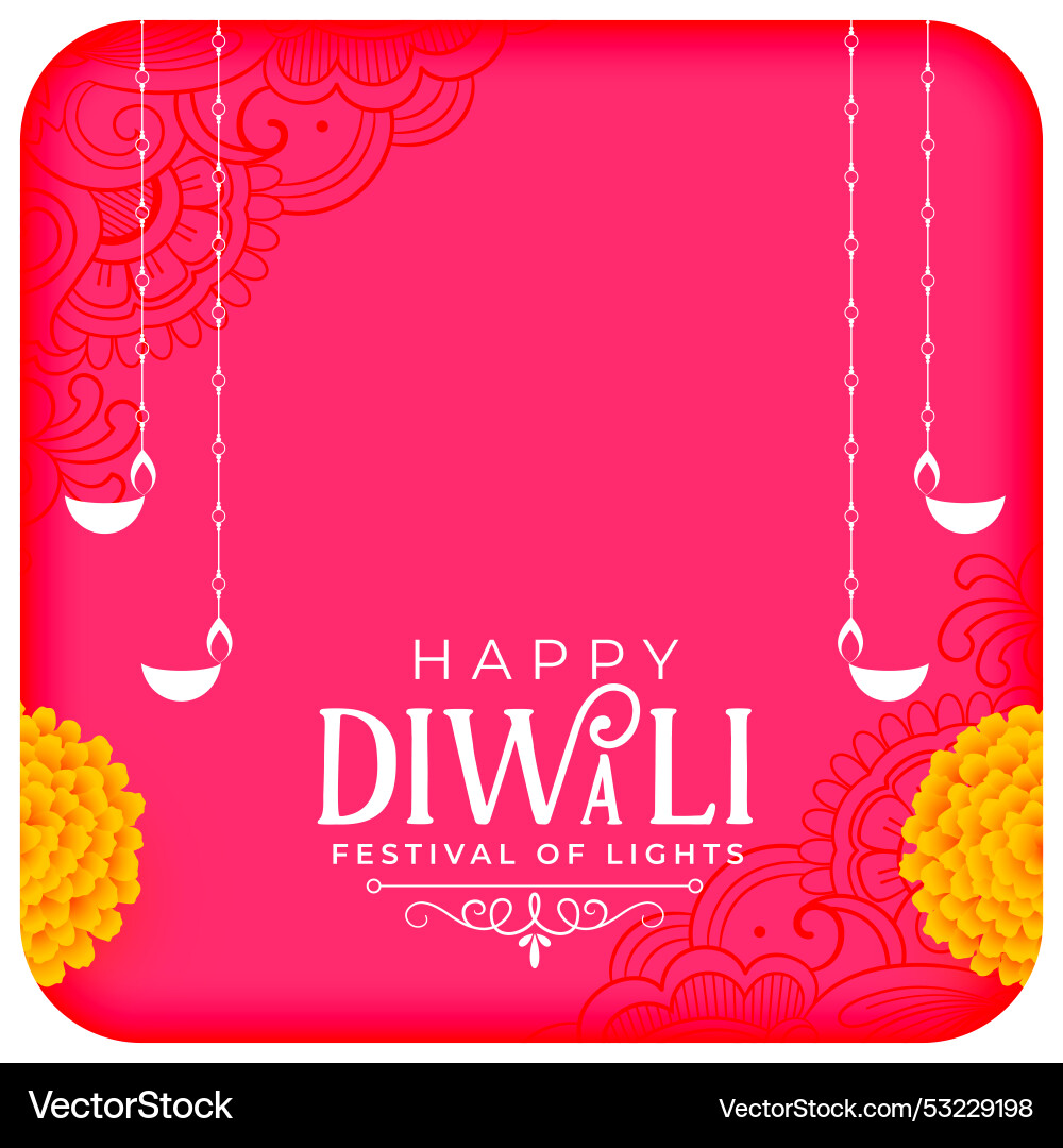 Hanging diwali diya on pink background Royalty Free Vector