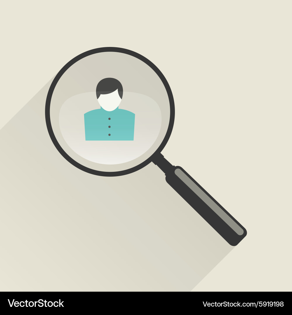 Magnifier icon with man Royalty Free Vector Image