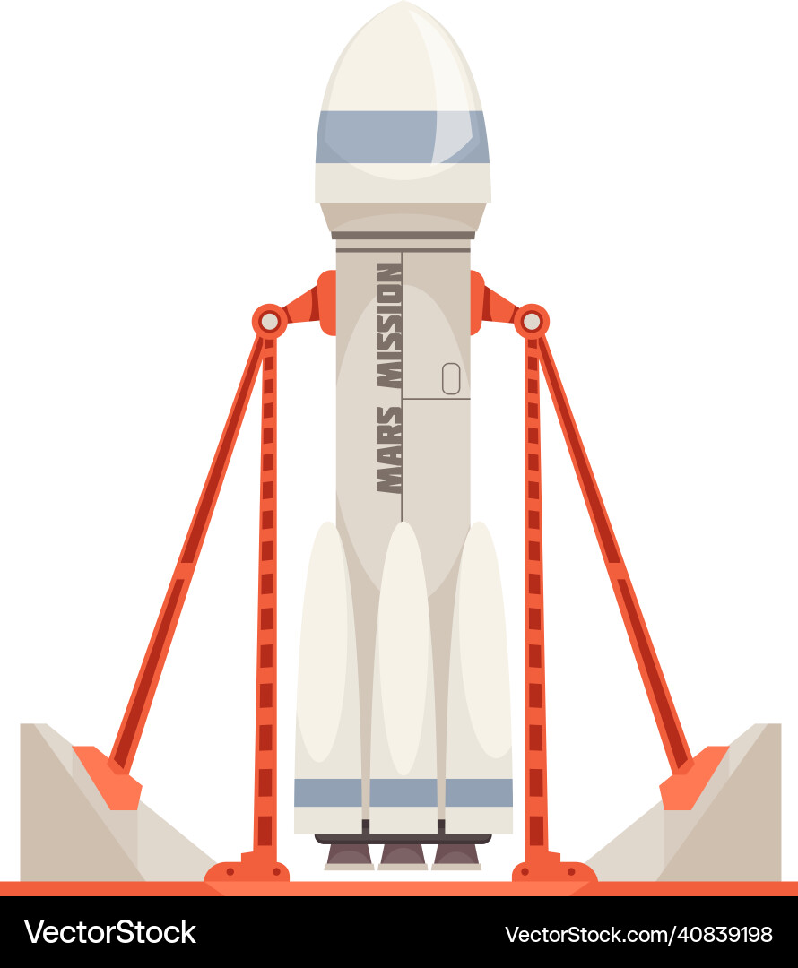 Mars mission rocket composition Royalty Free Vector Image