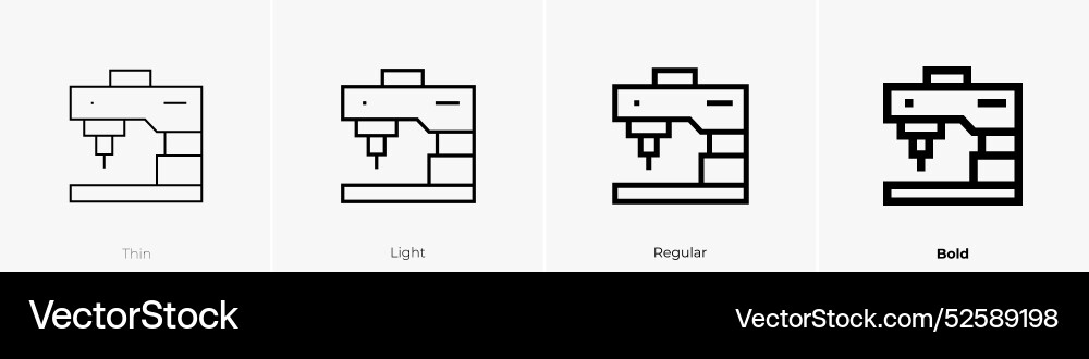 Milling machine icon thin light regular and bold Vector Image