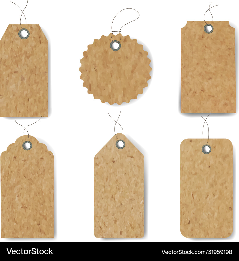 Alte Papier Preis Tag Set isoliert grau Hintergrund