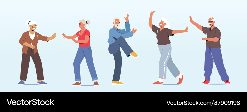 Senior Tai Chi Group Exercise Royalty Free Vector Image