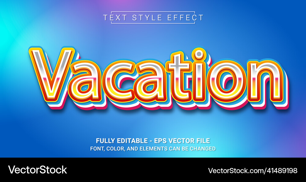Vacation text style effect Royalty Free Vector Image