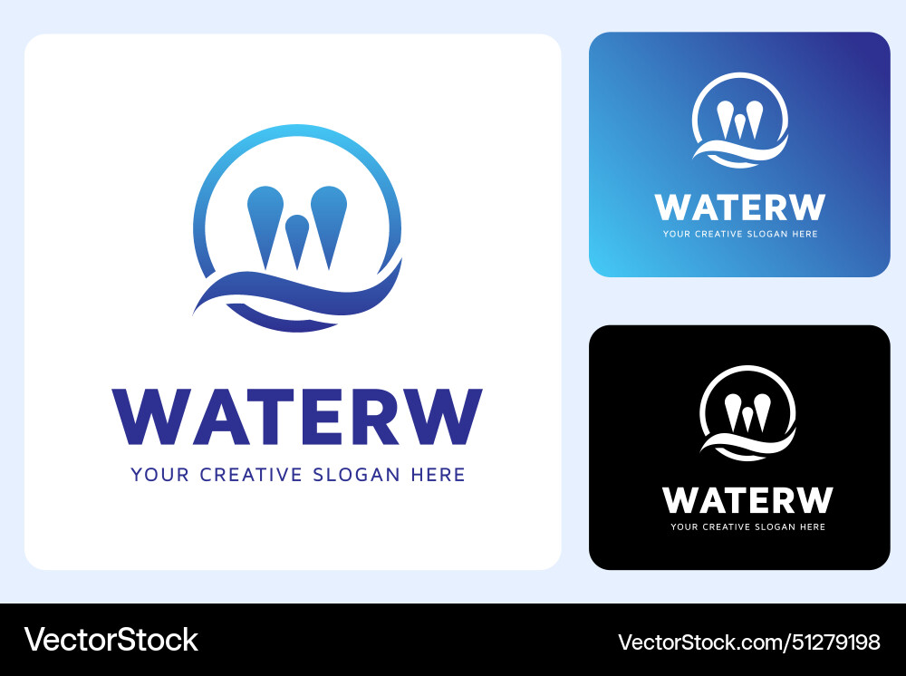 W water logo design template Royalty Free Vector Image