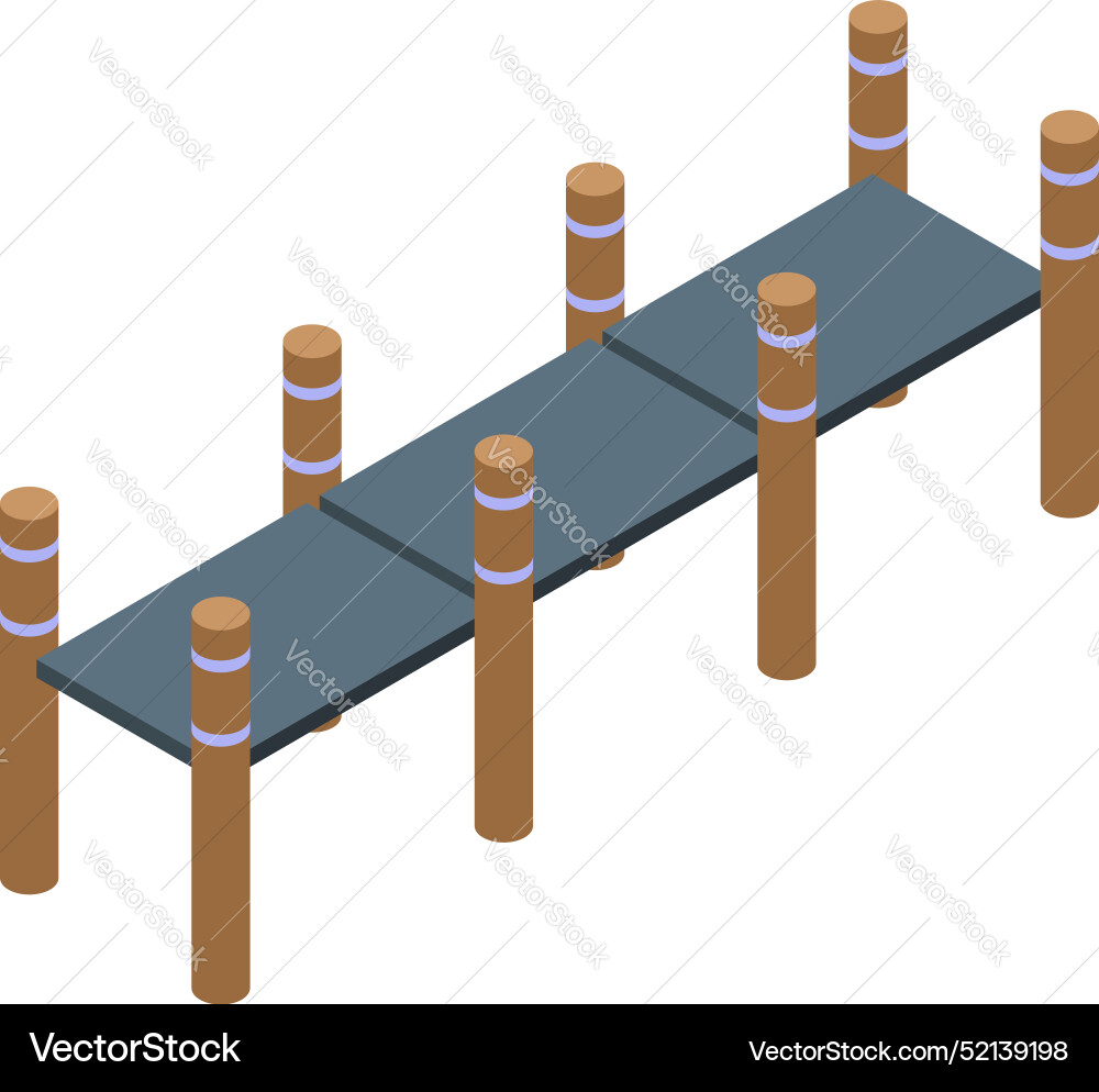 Wooden pier extending over water with supporting Vector Image