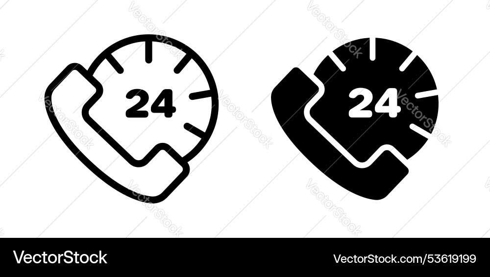 24 7 emergency call services icon set 24h Vector Image