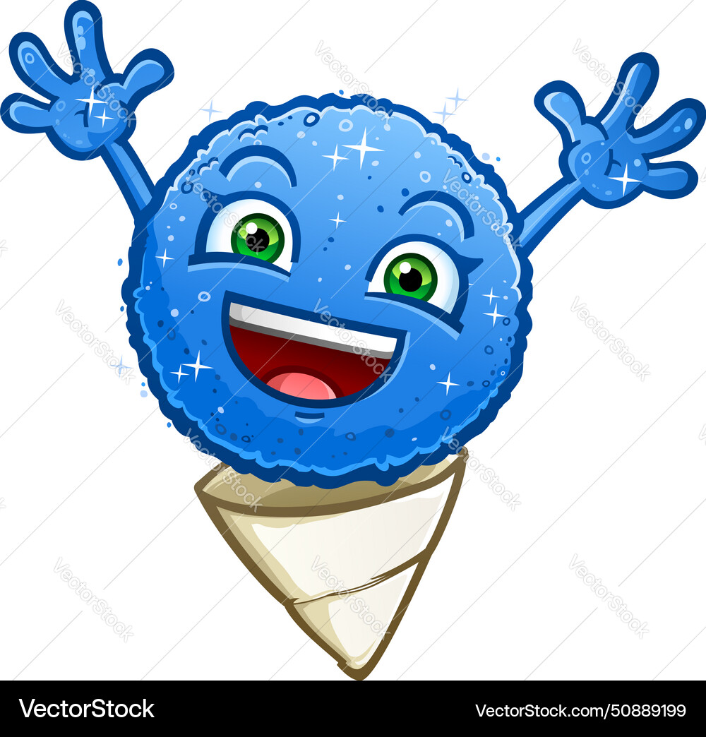 Blue snow cone cartoon character cheering Vector Image