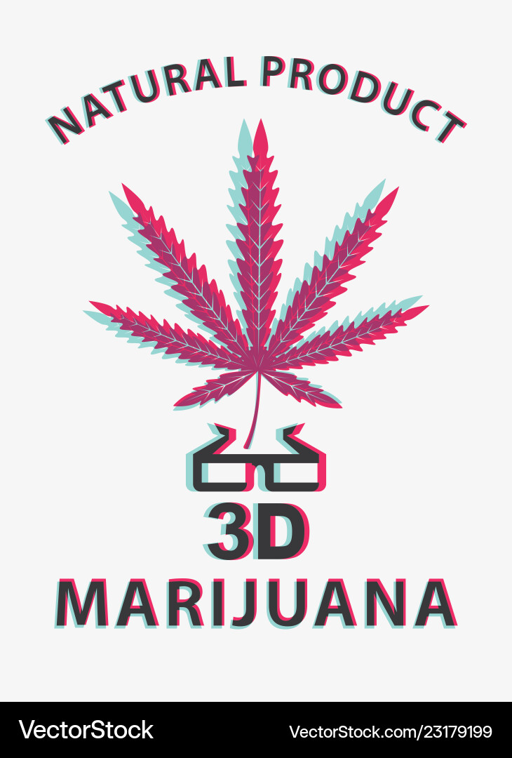 Cannabis Banner with 3D Glasses Royalty Free Vector Image
