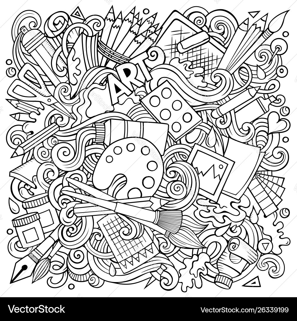 Cartoon doodles art and design Royalty Free Vector Image