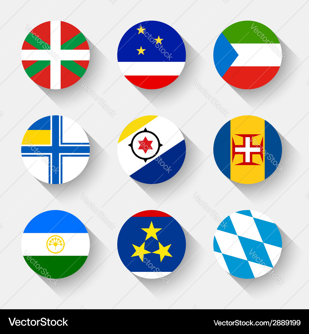 Flags of the world round buttons Royalty Free Vector Image
