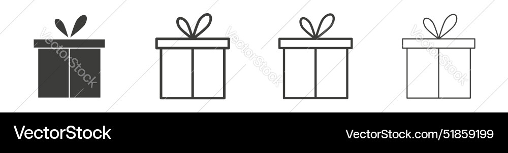 Gift line icon set christmas present box Vector Image