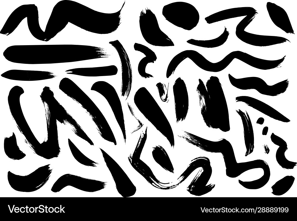 Hand drawn brush line set strokes Royalty Free Vector Image