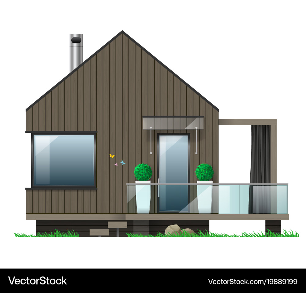 Modern House with Terrace Royalty Free Vector Image