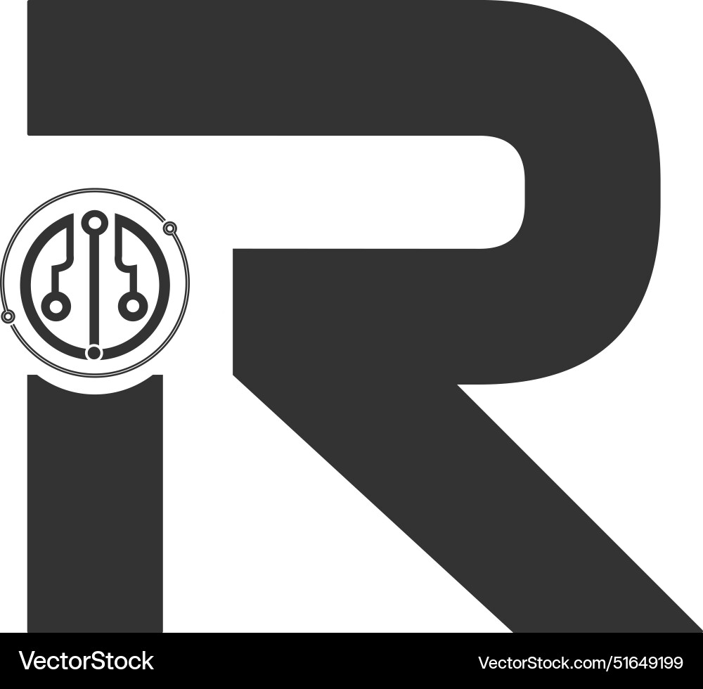 R logo design r technology logo r letter logo Vector Image