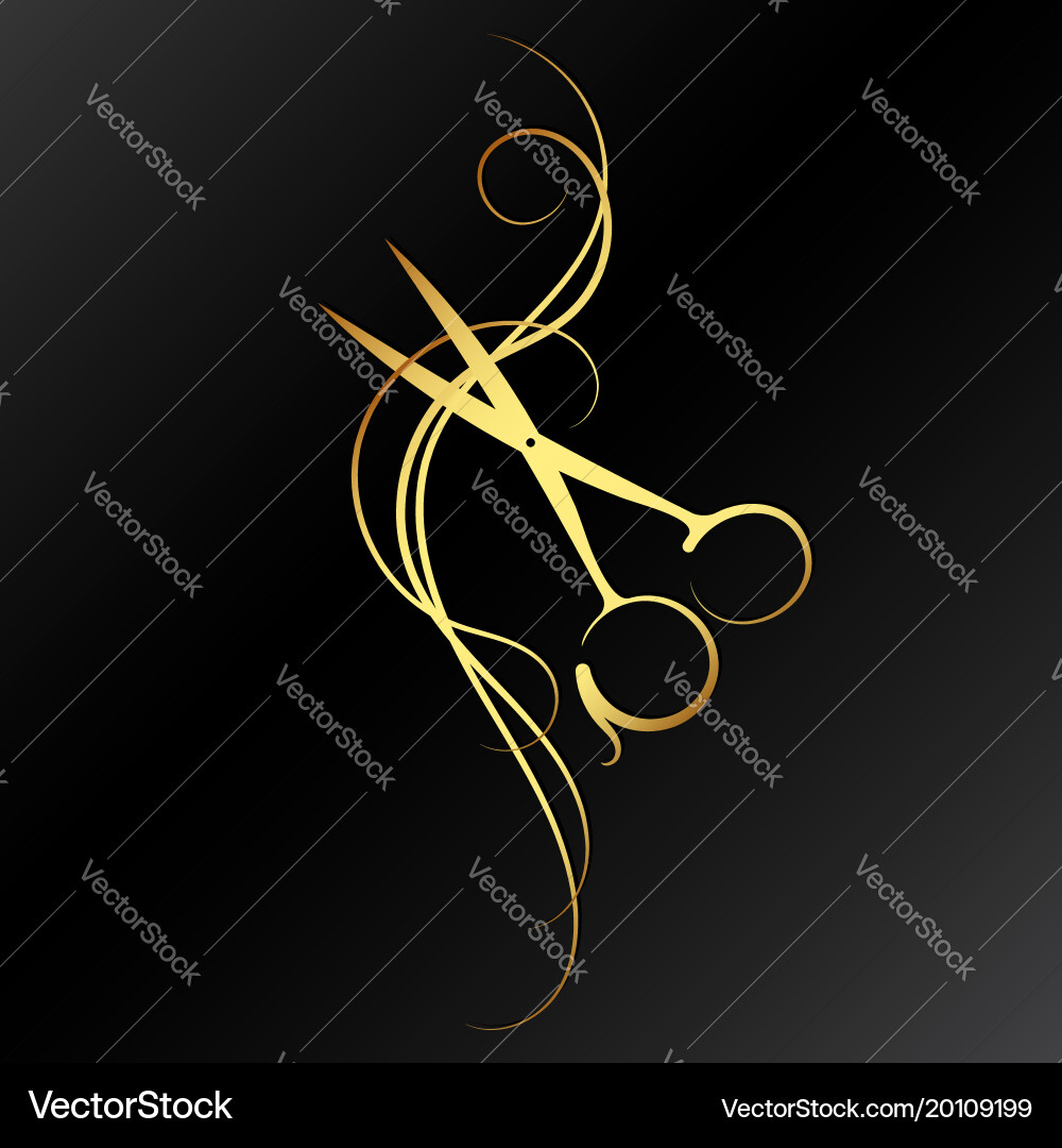 Scissors and golden hair Royalty Free Vector Image